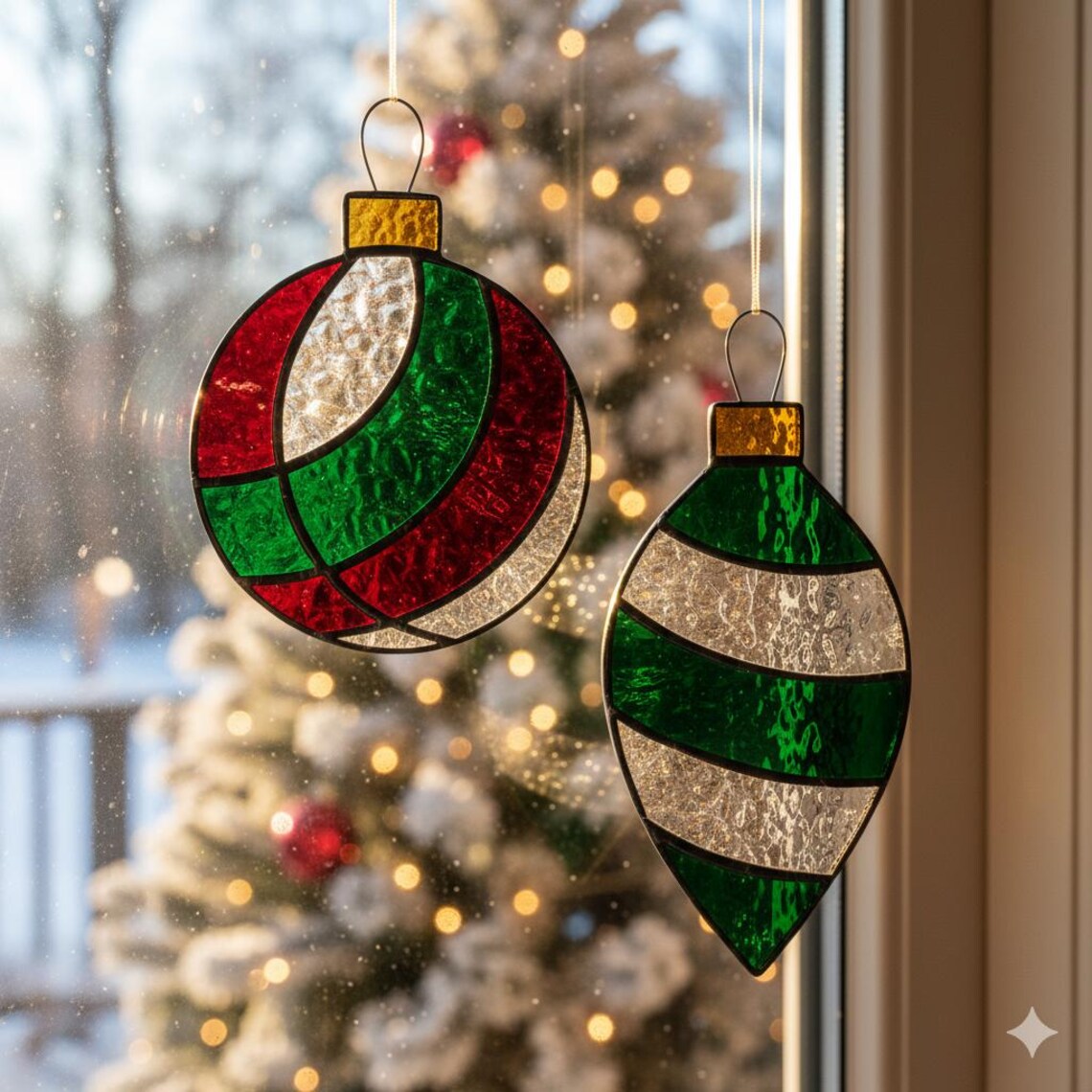 Tree Christmas Ornament Stained Glass Pattern | Holiday PDF Design ...