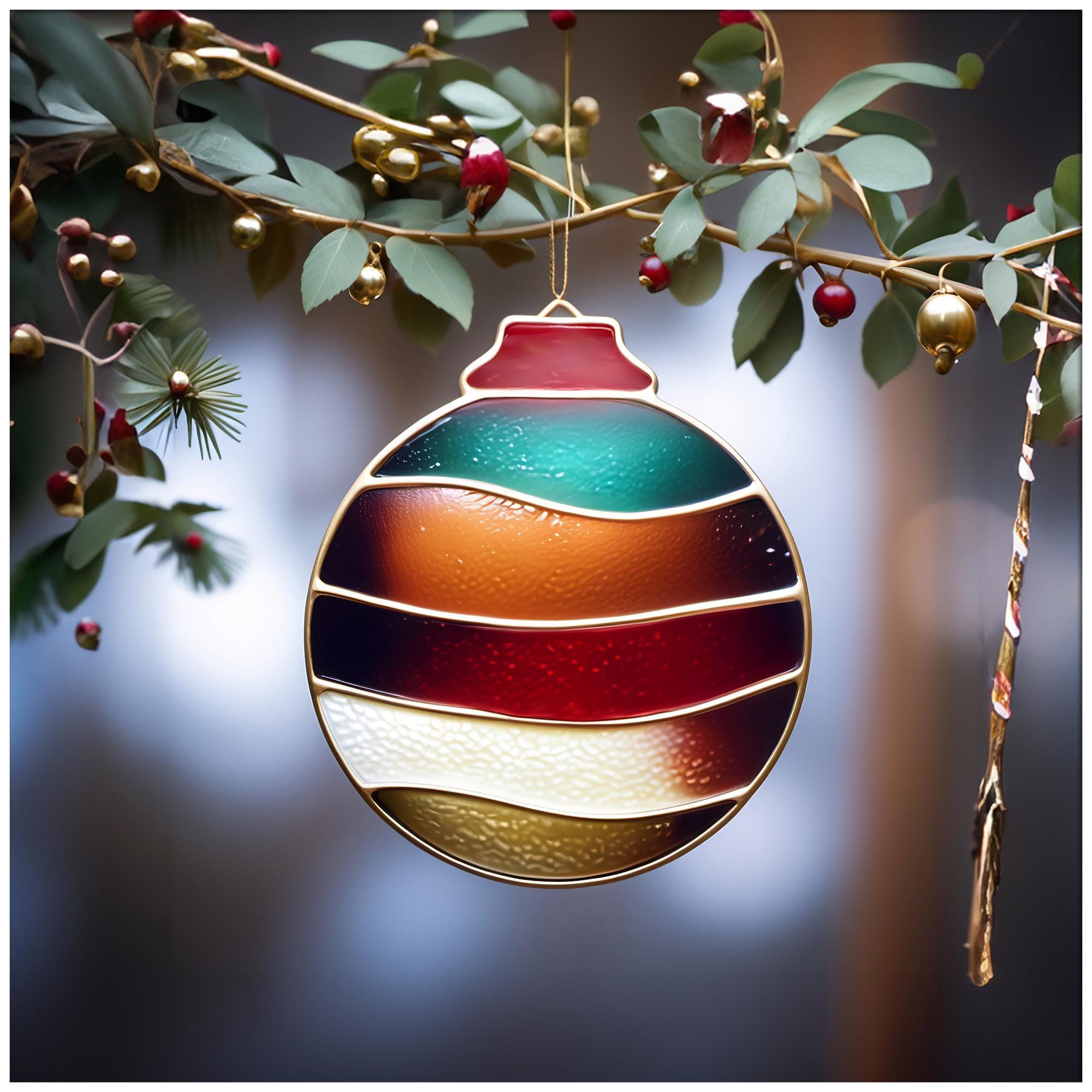 5 Christmas Tree Ornament Stained Glass Patterns – 3x3 Inches – Digital ...