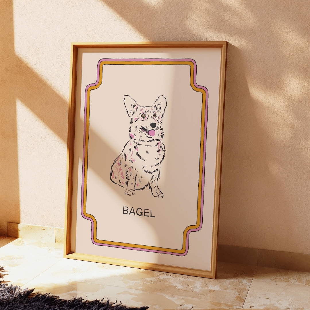 Custom Retro Pet Portrait, Personalized Groovy Dog Portrait, Cute Pet ...