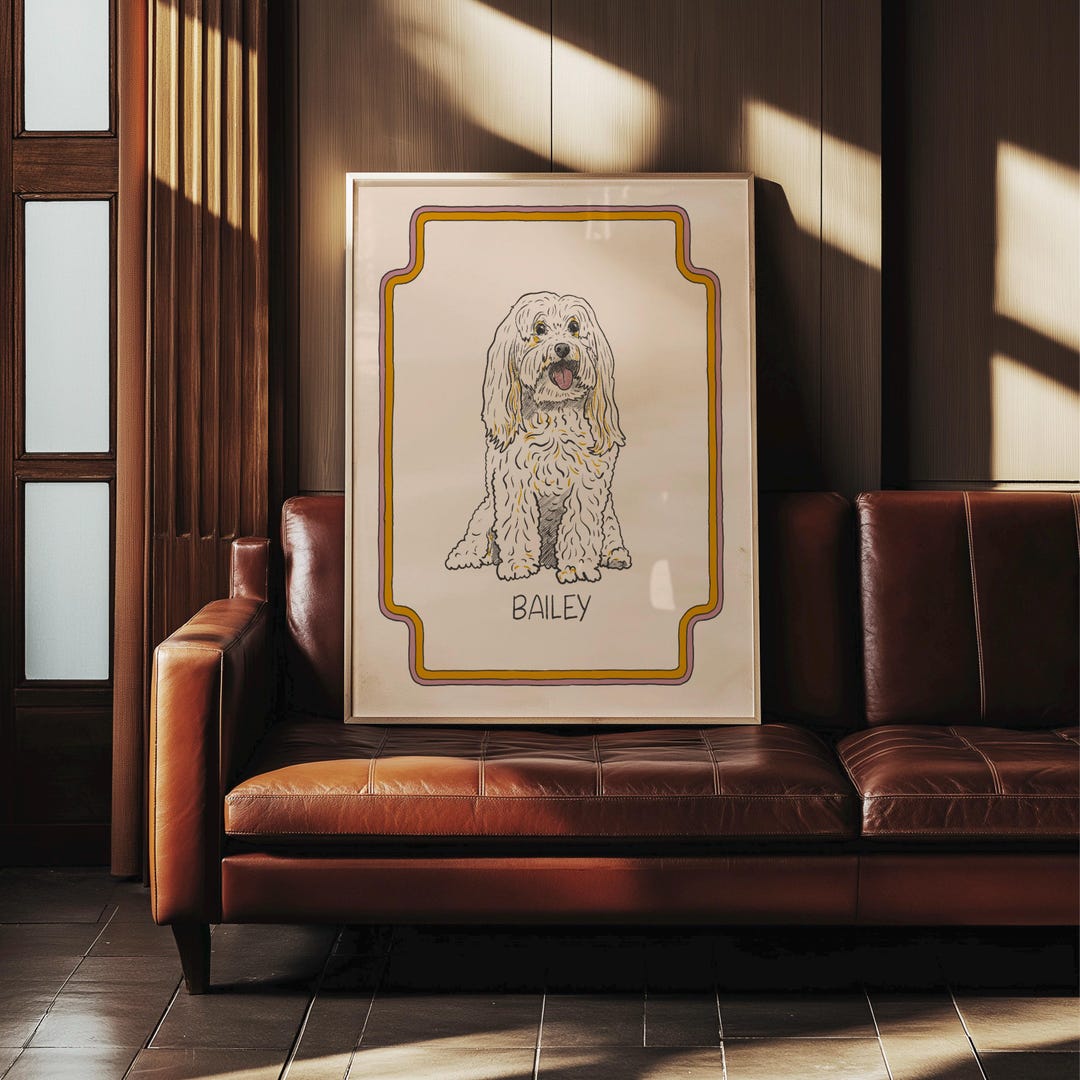 Custom Retro Pet Dog Portrait, Personalized Groovy Dog Portrait, Funky ...