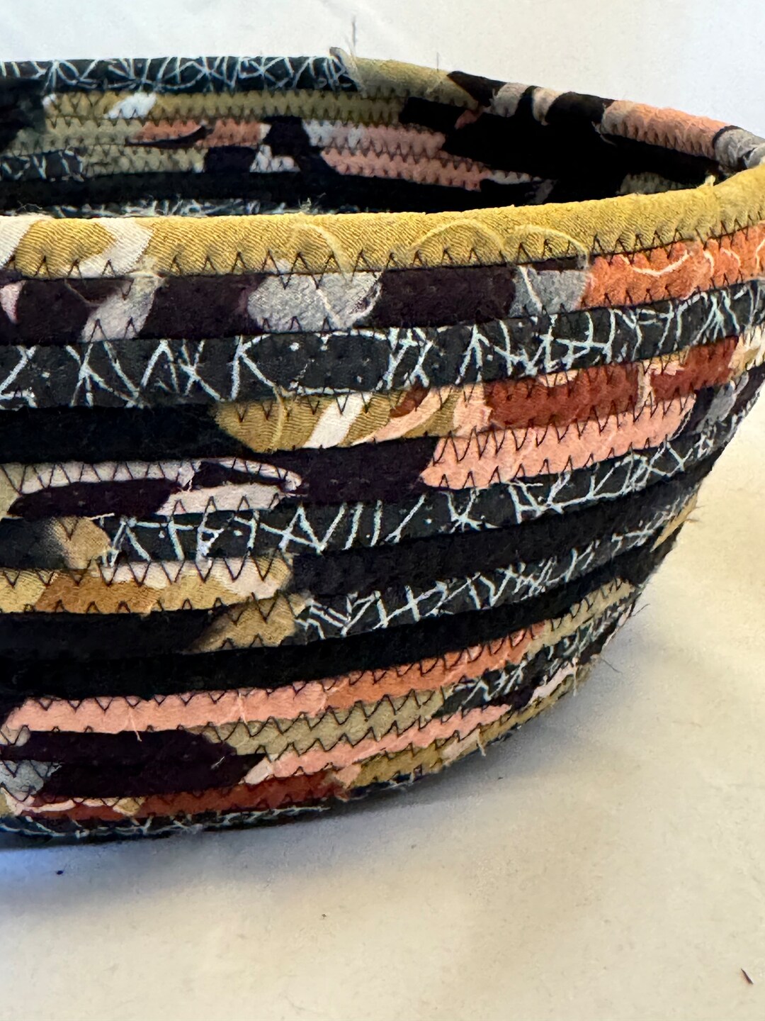 Silk Fabric Basket in Black, Sage and Coral - Etsy