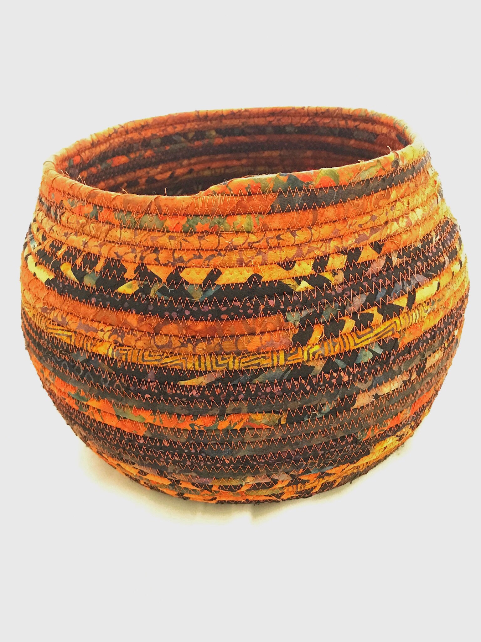 Extra Large Burnt Orange and Black Handmade Rope Basket