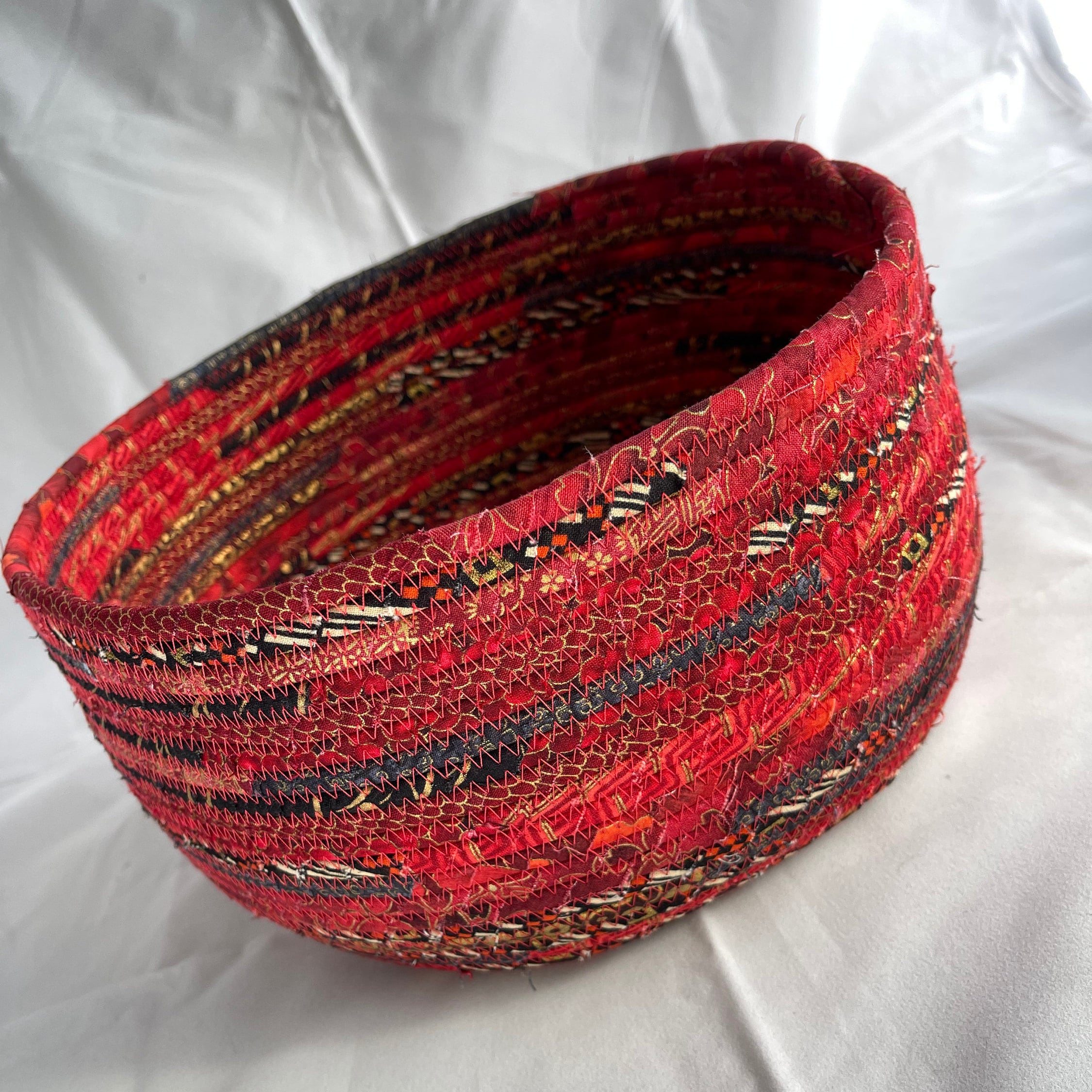 Red, Black and Gold Asian Fabric Basket - Etsy