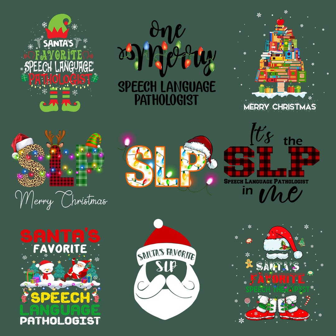 9 Designs Speech Therapy Christmas Png, Speech Language Therapist Xmas ...
