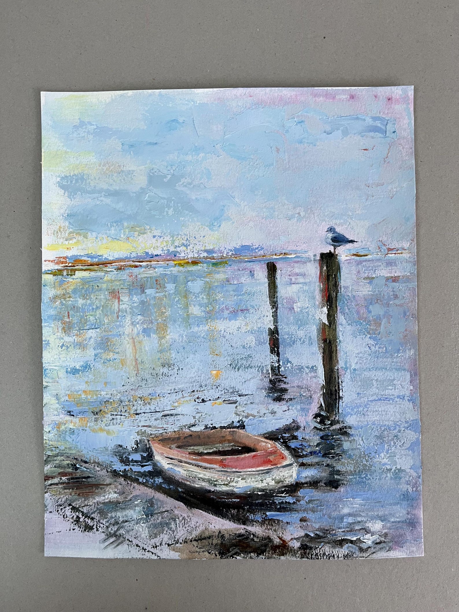 Impasto Oil Painting, 8x10 Semi Abstract Wall Art, Seascape Seacoast ...