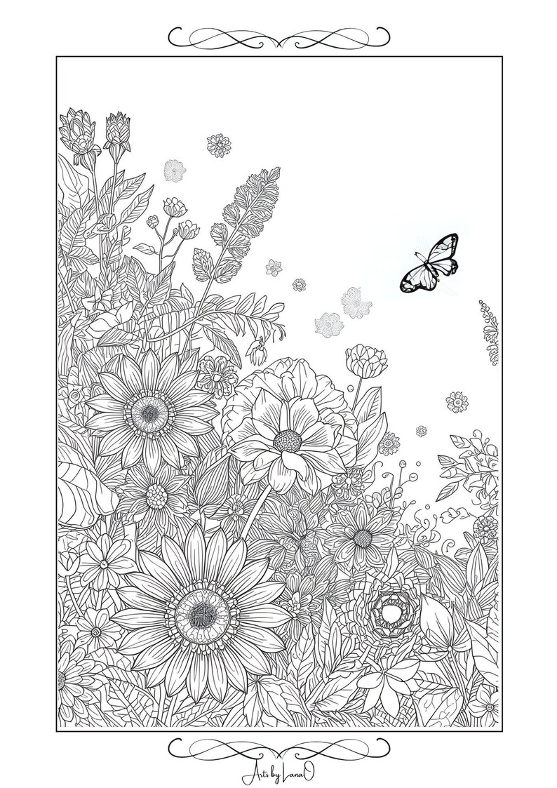 Beautiful Nature and Garden Coloring Pages - Printable Floral Art for ...