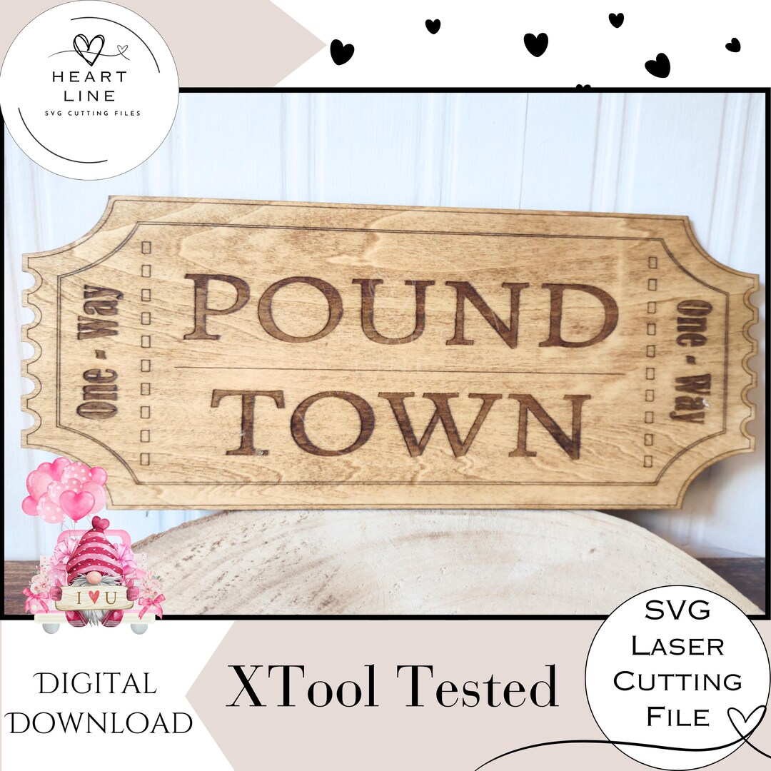 Pound Town Ticket Voucher SVG, Funny Valentine’s Day SVG Laser Cut File ...