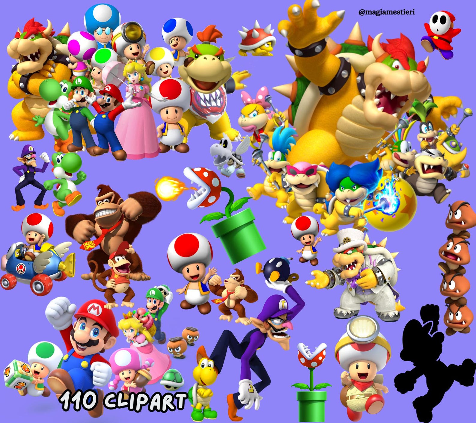 Super Mario PNG 110 Bundle, Digital Art, Mario PNG, Clipart Mario ...