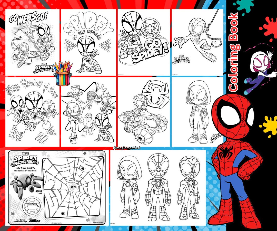 Spidey & His Amazing Friends Coloring Pages, 35 Sheets, Printable ...