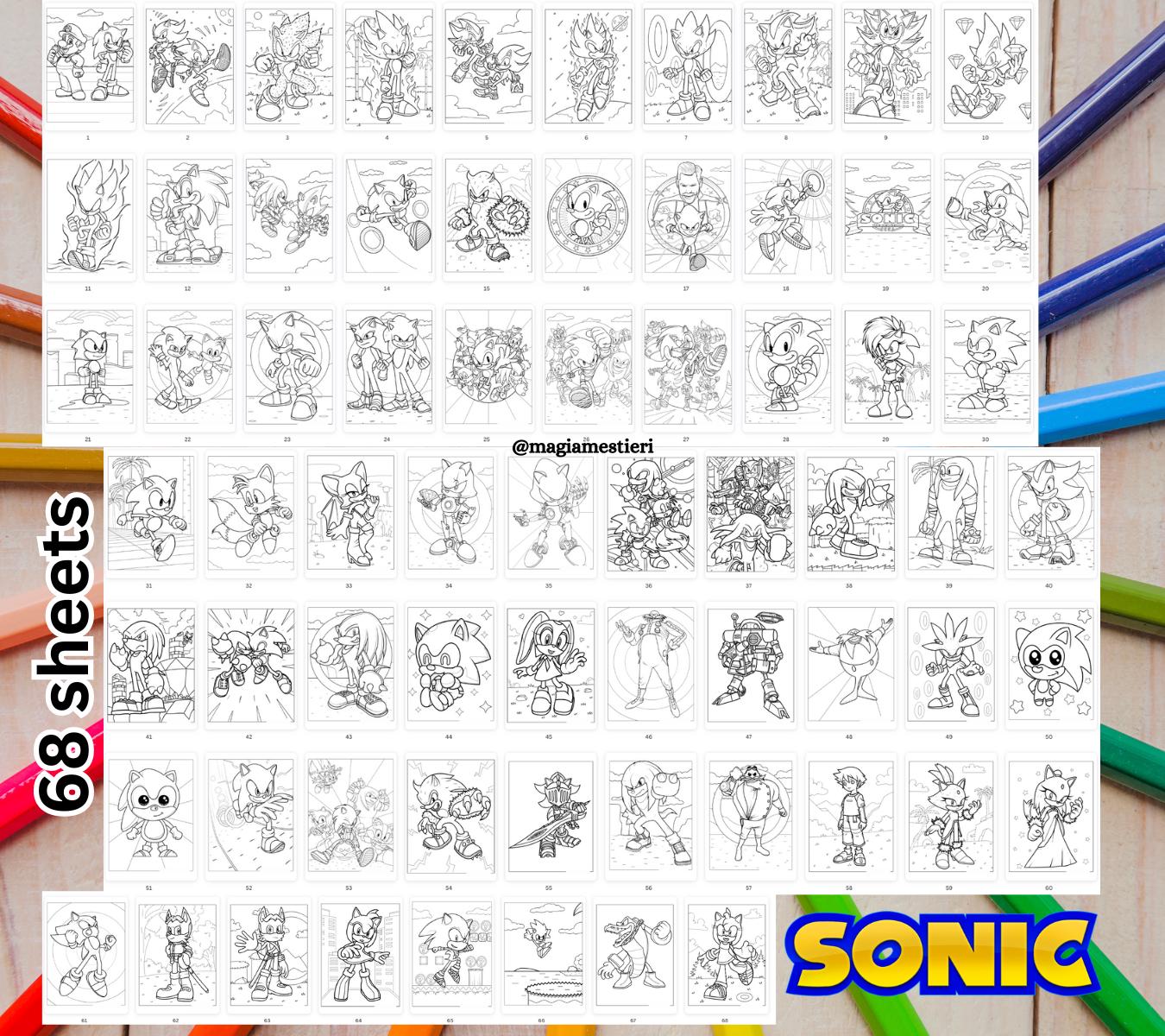 Sonic Coloring Pages, 68 Sheets, Coloring Book, Printable Art, Coloring ...
