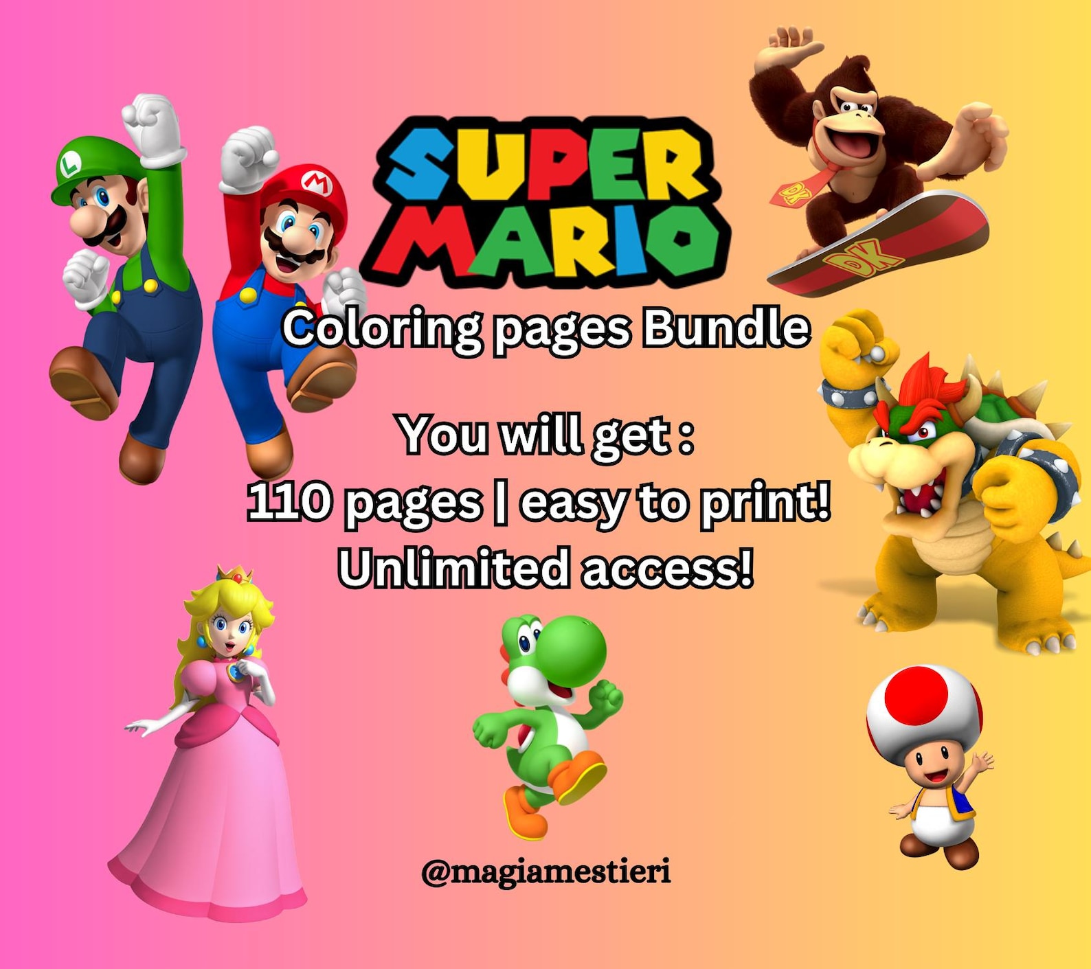 Super Mario Coloring Pages, 110 Sheets, Coloring Book, Printable Art ...