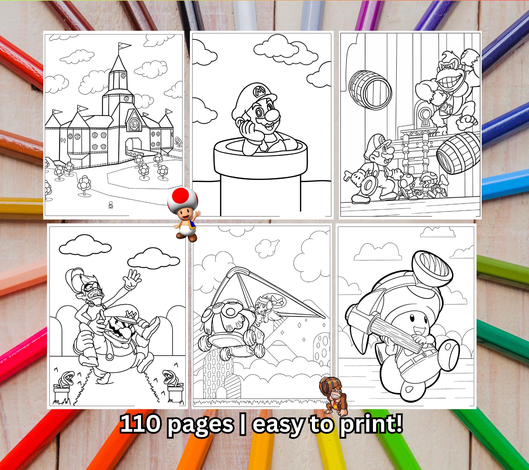 Super Mario Coloring Pages, 110 Sheets, Coloring Book, Printable Art ...
