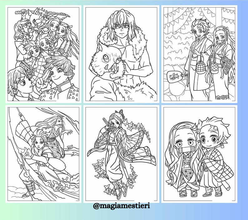 Anime Coloring Pages, Demon Slayer Coloring Sheets, 51 Pages, Trending ...