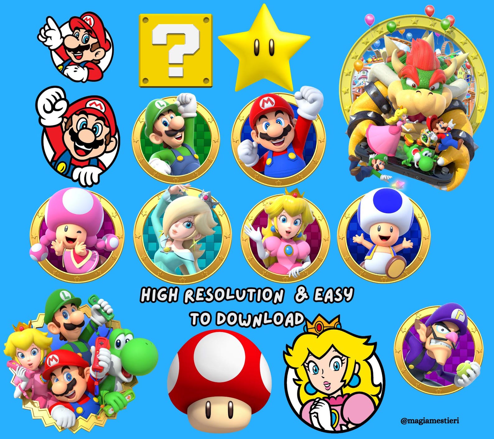 Super Mario PNG 110 Bundle, Digital Art, Mario PNG, Clipart Mario ...