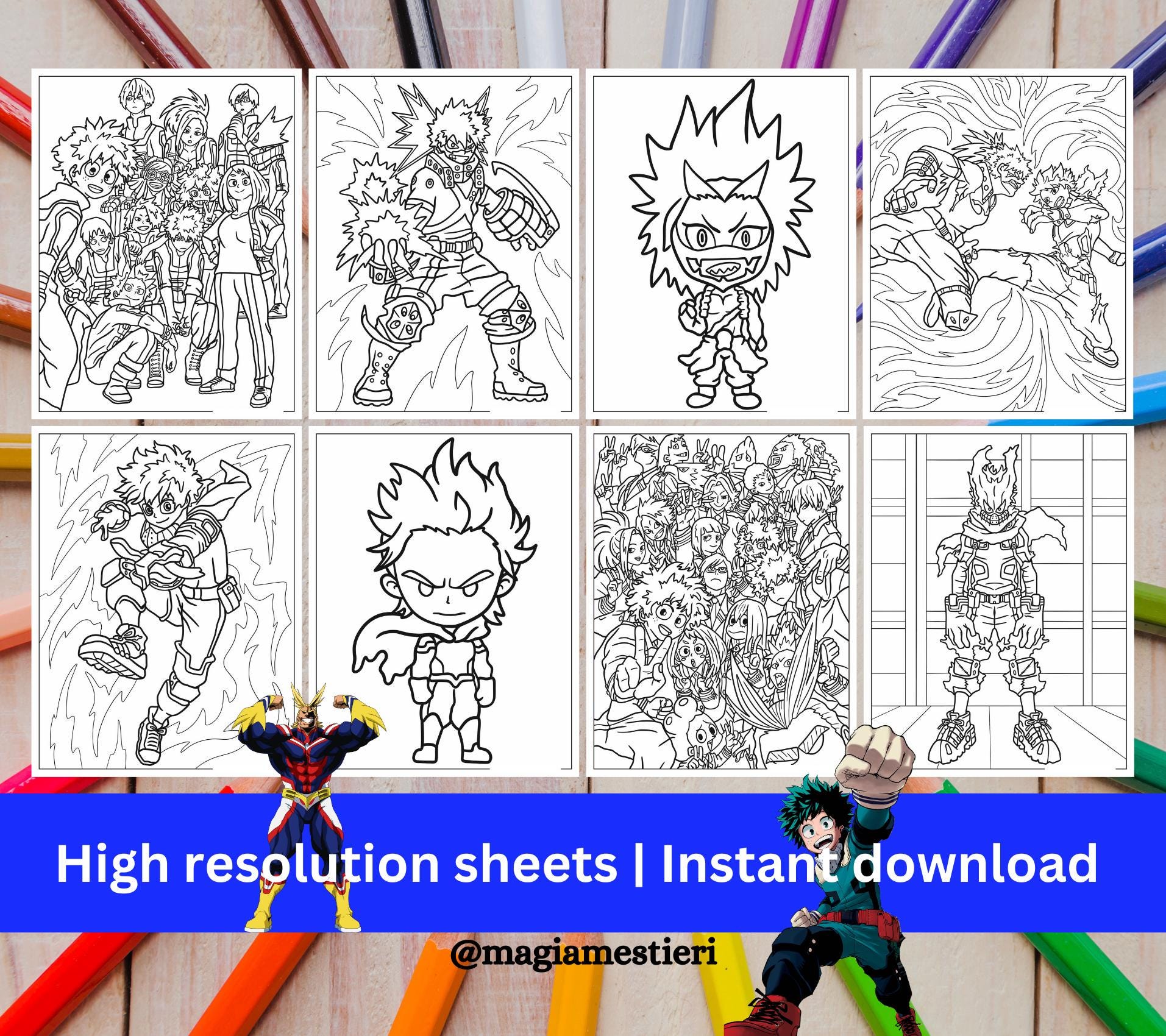 My Hero Academia Coloring Pages, 20 Sheets, Anime Coloring, Trending ...