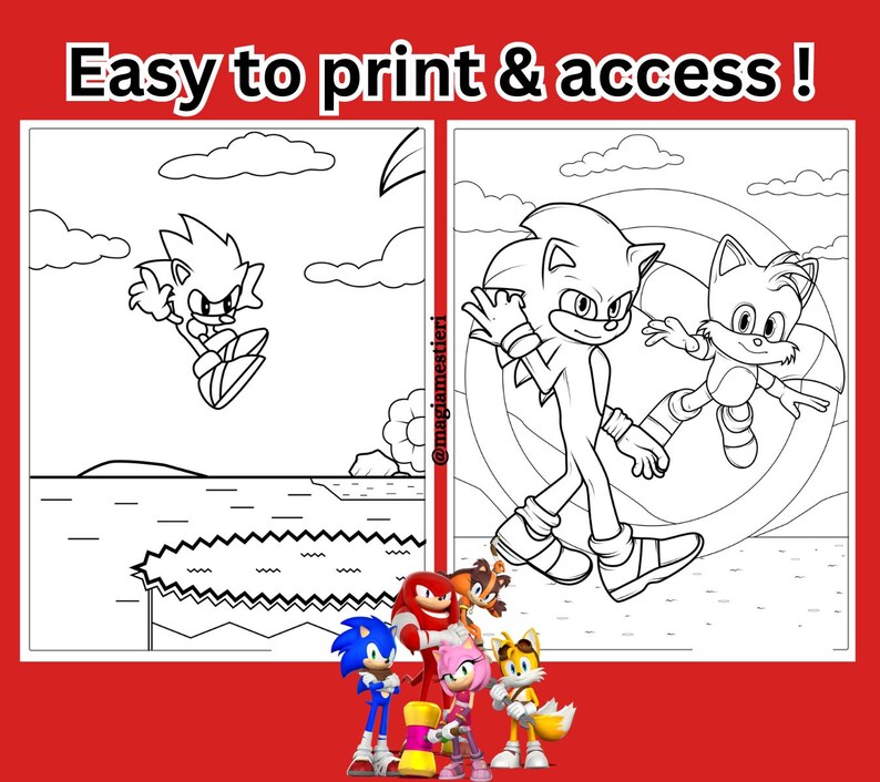 Sonic Coloring Pages, 68 Sheets, Coloring Book, Printable Art, Coloring ...