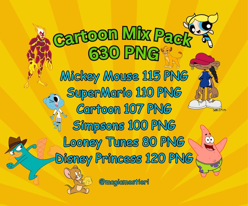 Cartoon Mix PNG Bundle, 630 PNG, Cartoon Png, Svg, Printable Art ...