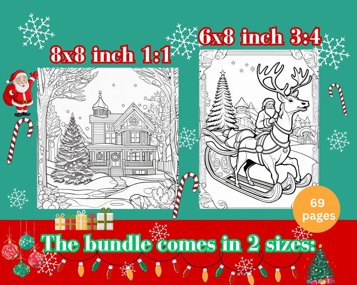 Christmas Coloring Pages, Printable Kids Cozy Christmas Bundle, Festive ...
