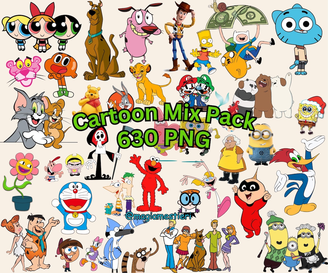Cartoon Mix PNG Bundle, 630 PNG, Cartoon Png, Svg, Printable Art ...