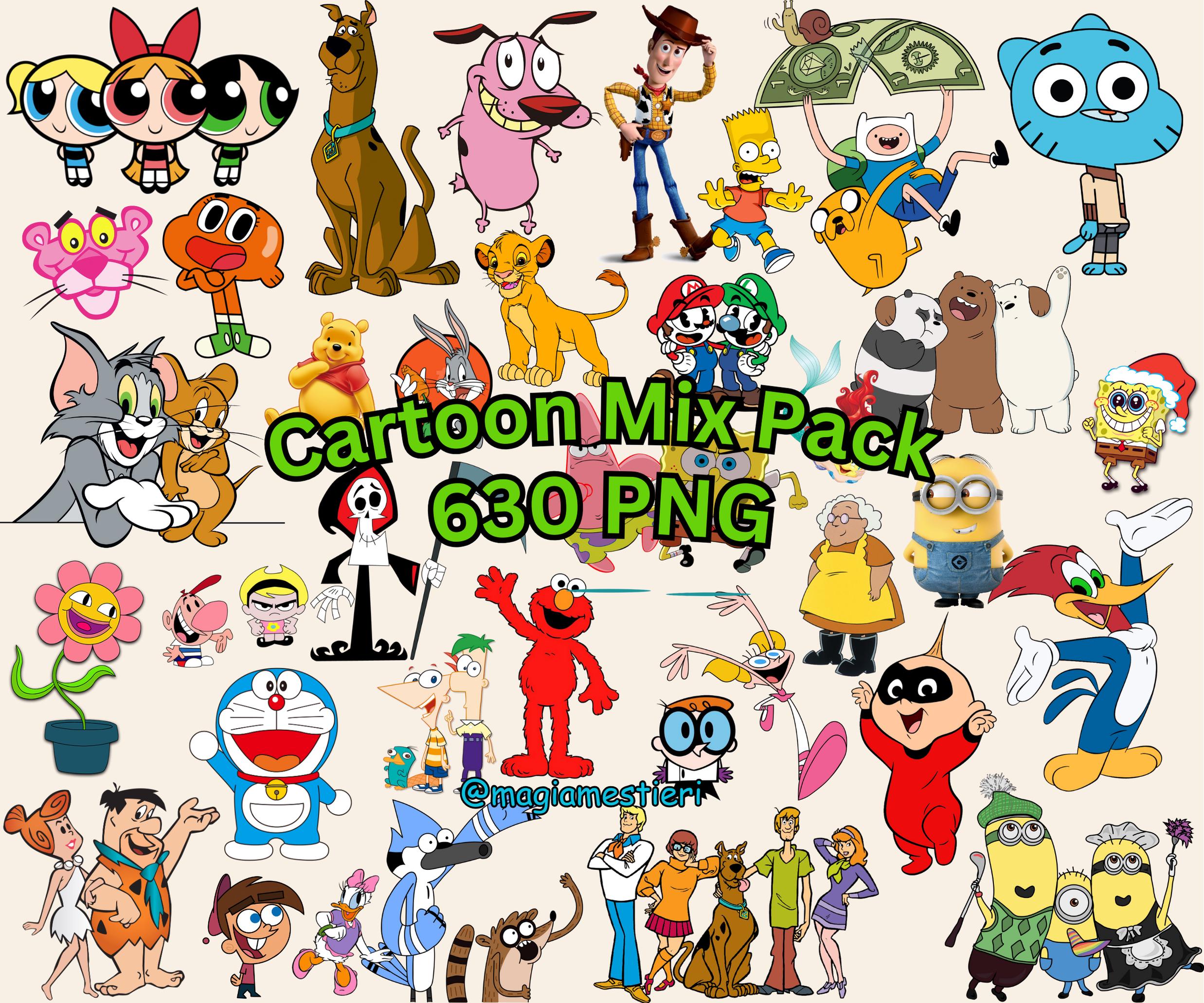 Cartoon Mix PNG Bundle, 630 PNG, Cartoon Png, Svg, Printable Art ...