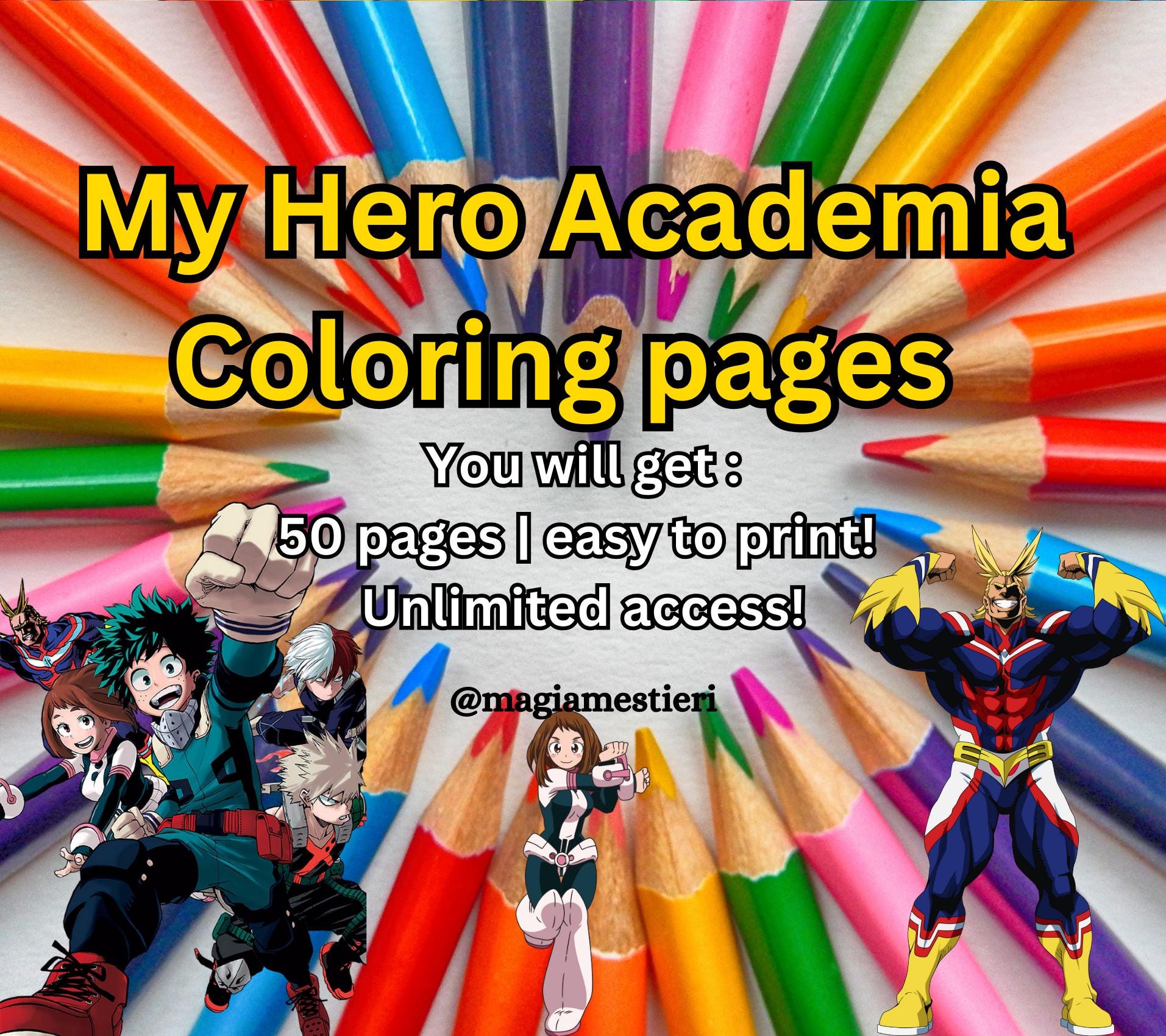 My Hero Academia Coloring Pages, 20 Sheets, Anime Coloring, Trending ...