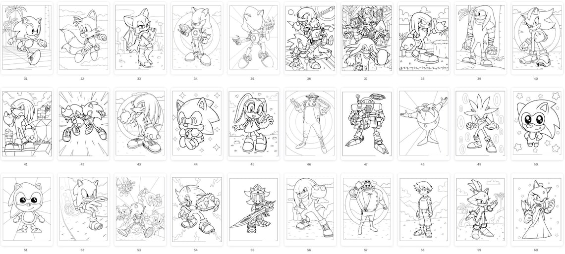 Sonic Coloring Pages, 68 Sheets, Coloring Book, Printable Art, Coloring ...