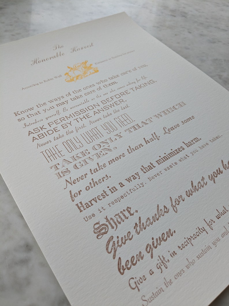 The Honorable Harvest Letterpress Print - Etsy