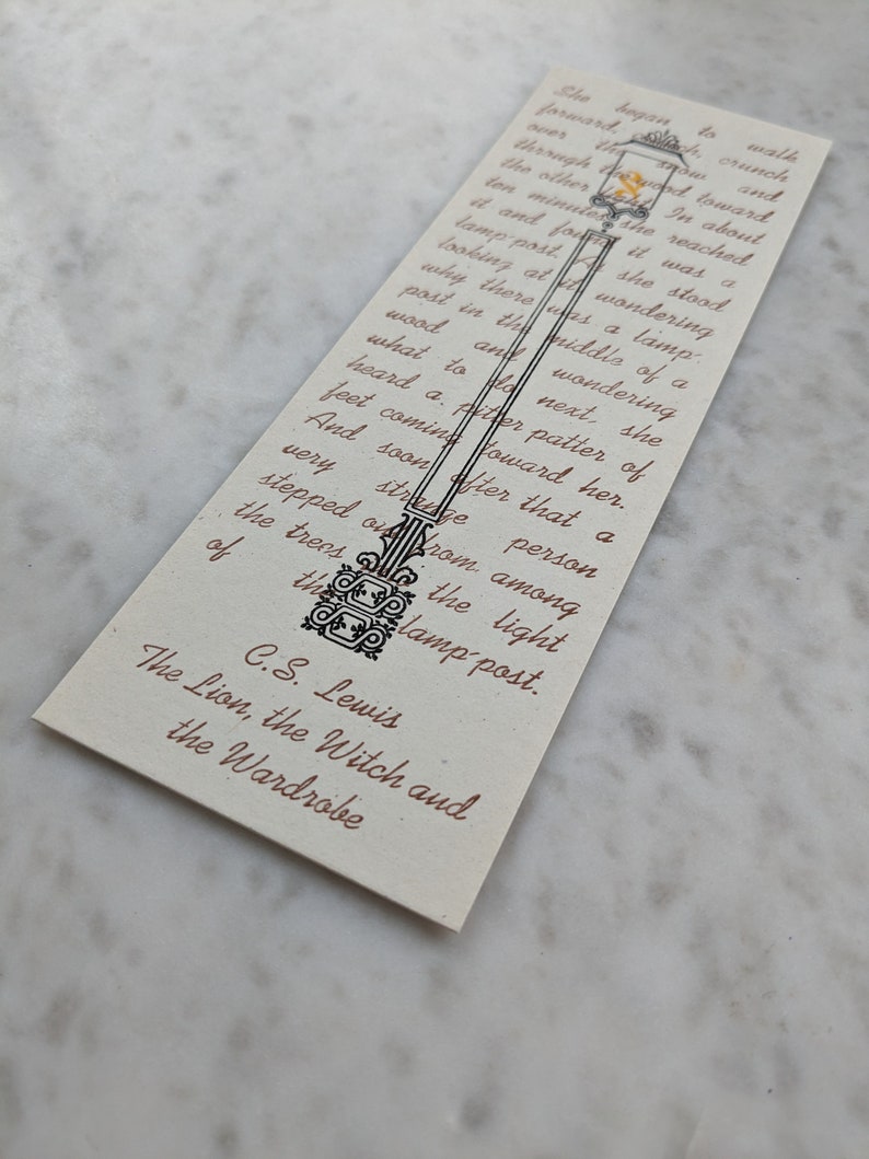 The Lion, the Witch and the Wardrobe Lamp-post Letterpress Bookmark - Etsy
