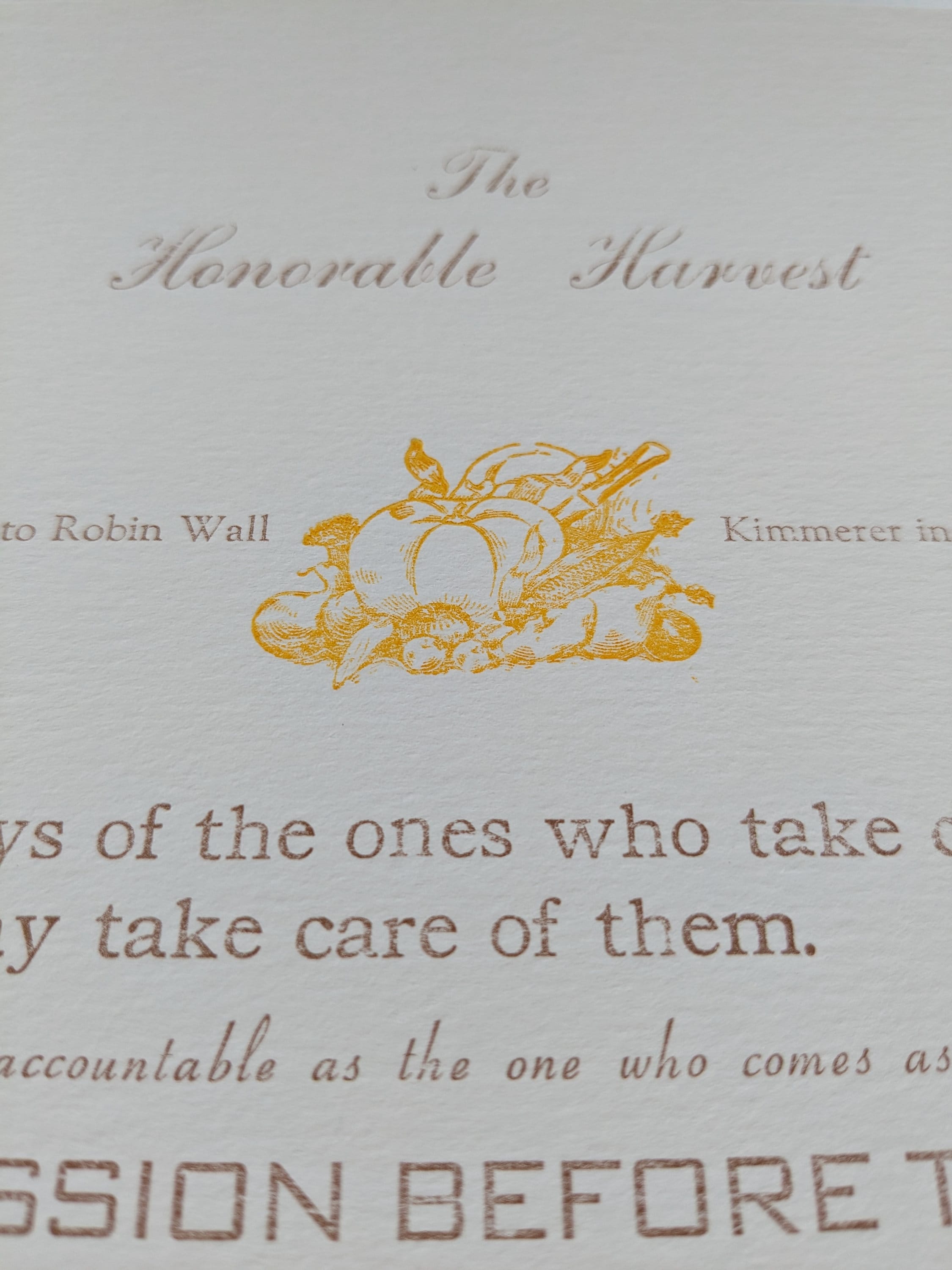 The Honorable Harvest Letterpress Print - Etsy