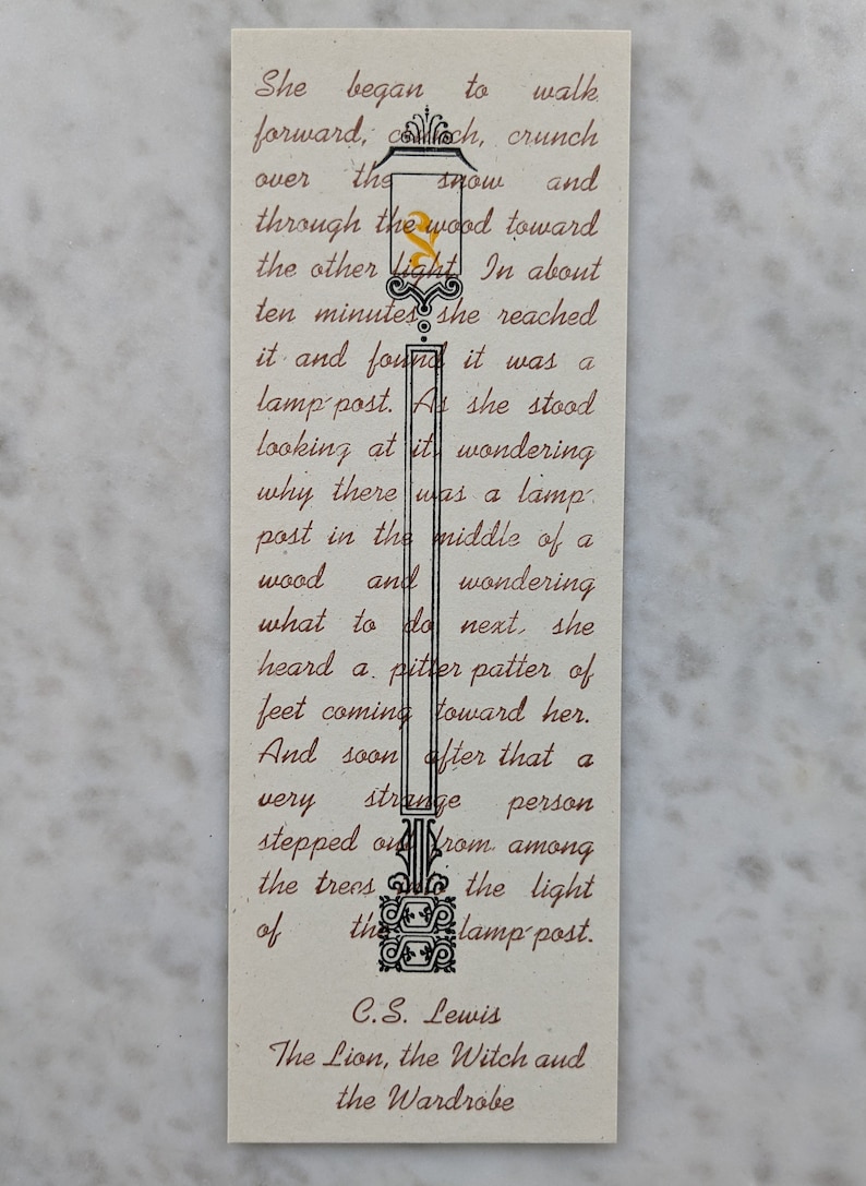 The Lion, the Witch and the Wardrobe Lamp-post Letterpress Bookmark - Etsy