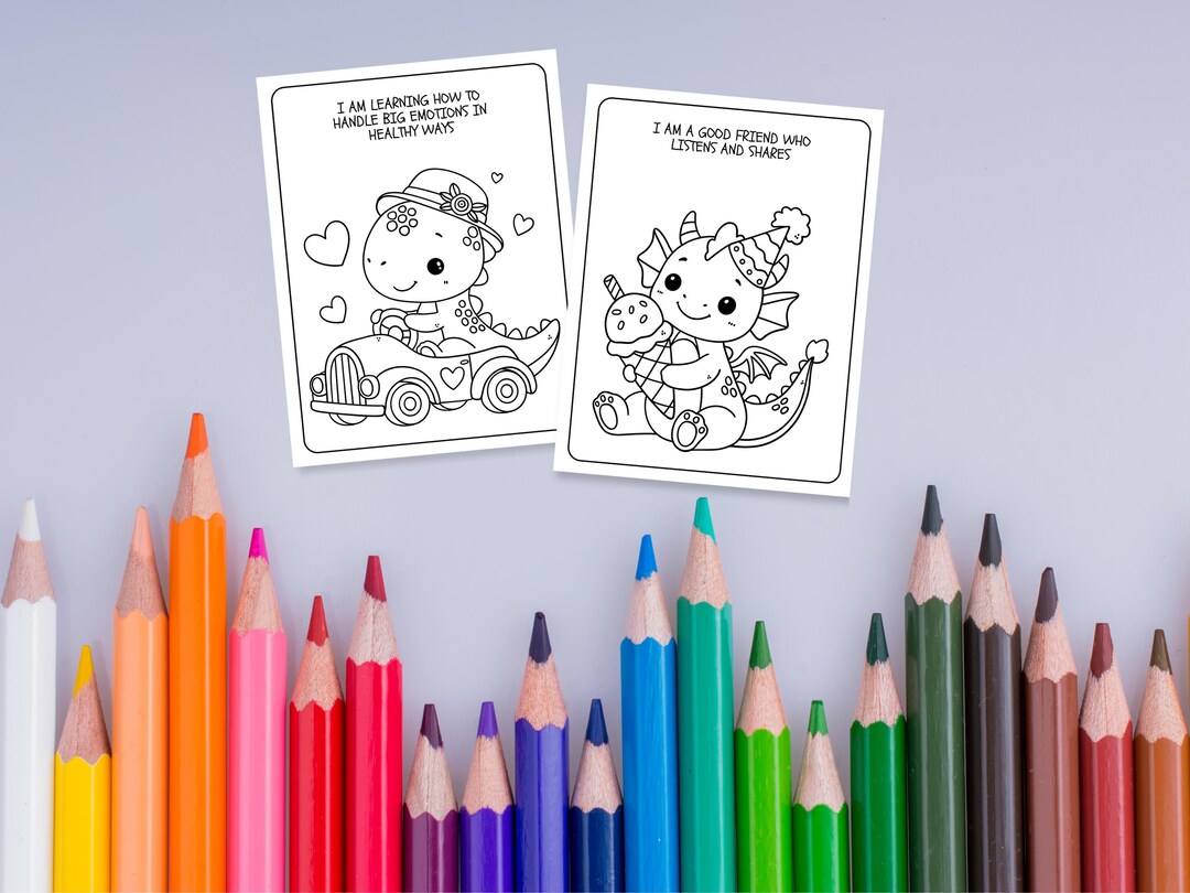 Baby Dragon & Dinosaur Affirmation Coloring Book L Printable Fun for ...