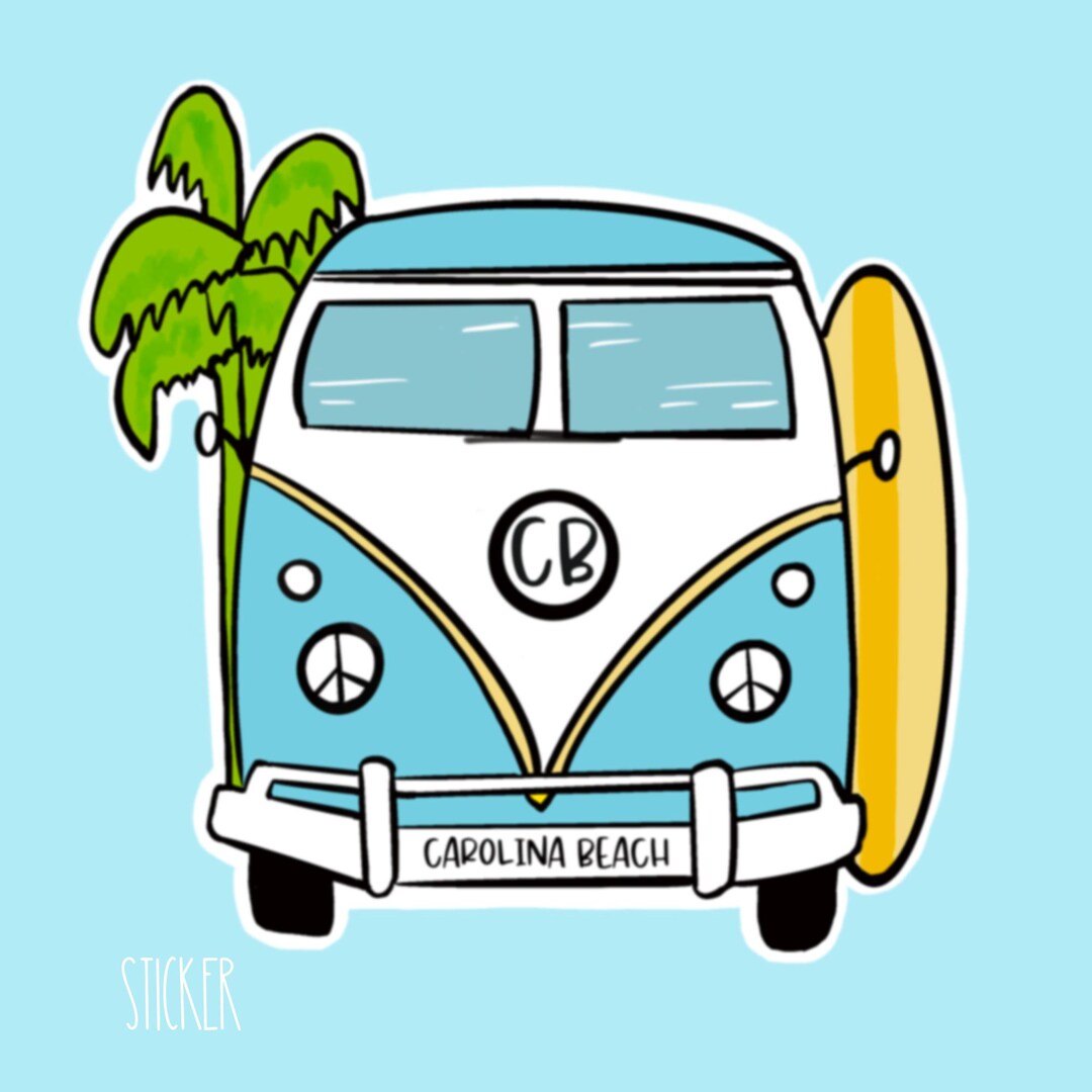 Carolina Beach Travel Van Sticker: Waterproof Vinyl Decal - Etsy