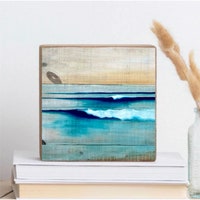 Palm Tree Aqua, Navy Blue Beach Scene Poster Sea Coastal Poster for ...