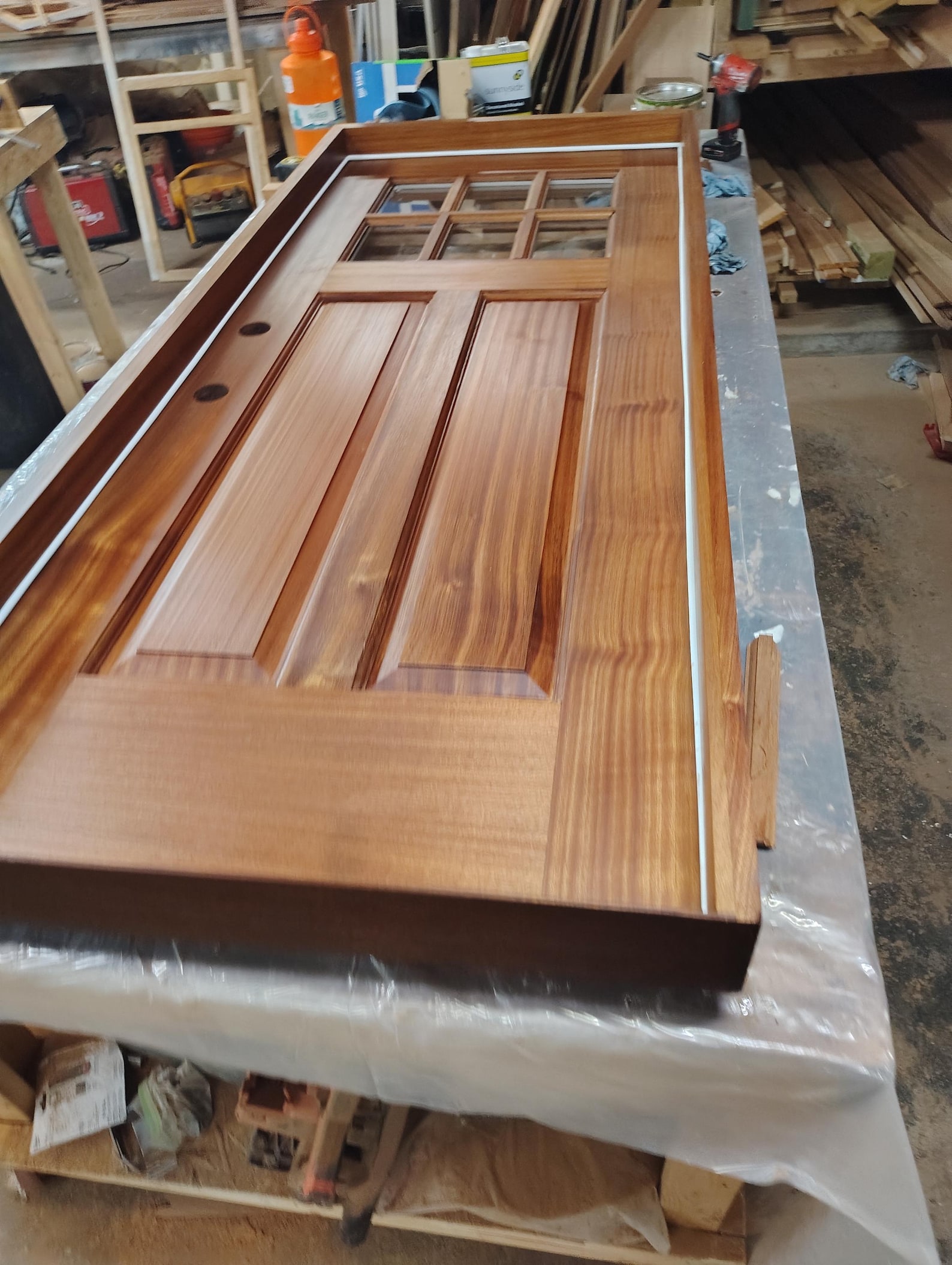 Finished Mahogany Exterior Door: Double Paned Glass, Custom Made - Etsy