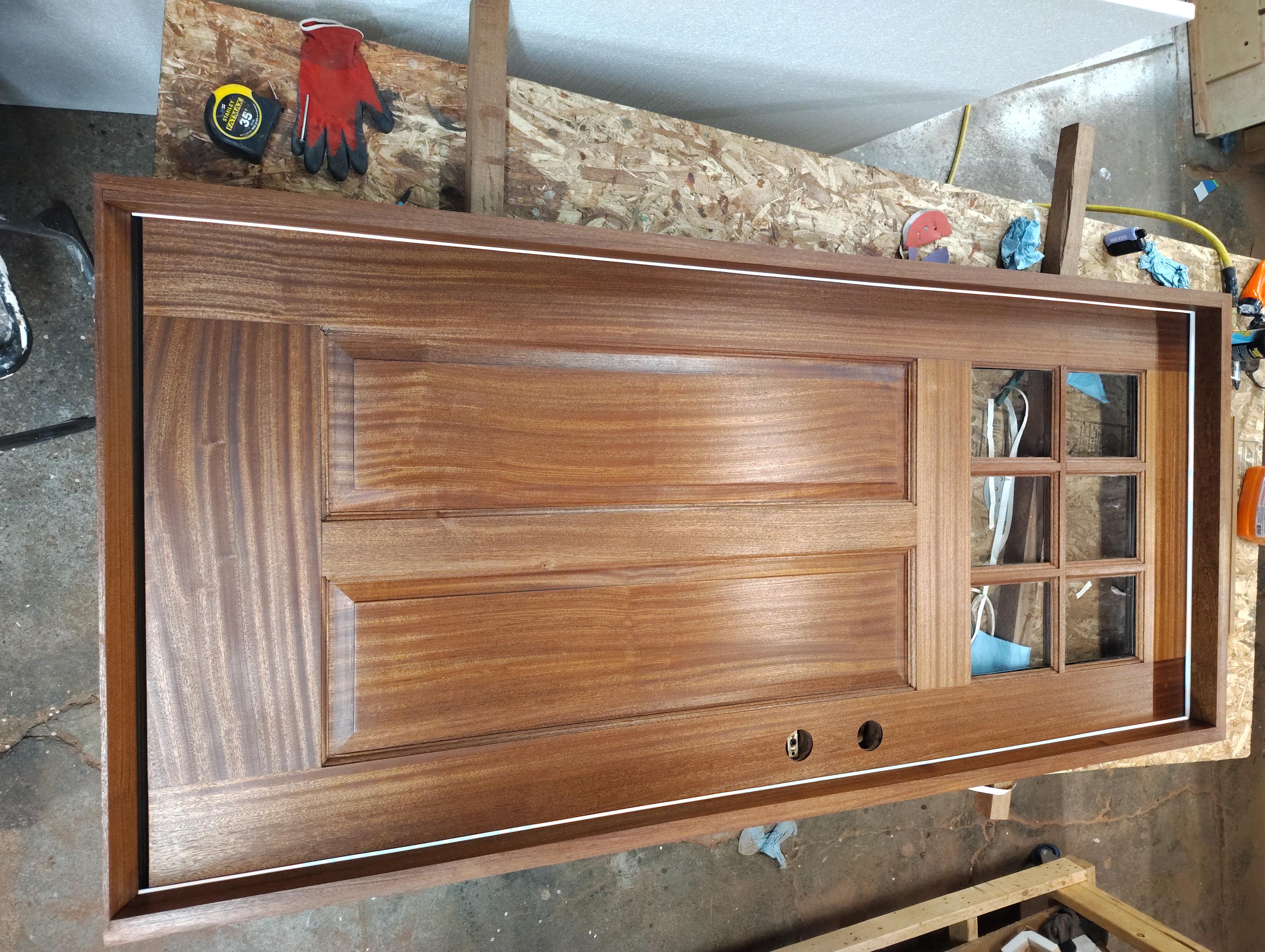 Finished Mahogany Exterior Door: Double Paned Glass, Custom Made - Etsy