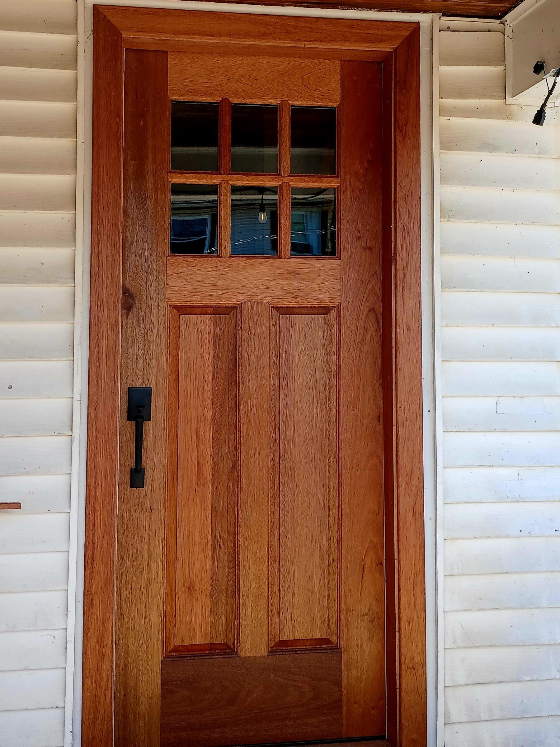 Finished Mahogany Exterior Door: Double Paned Glass, Custom Made - Etsy