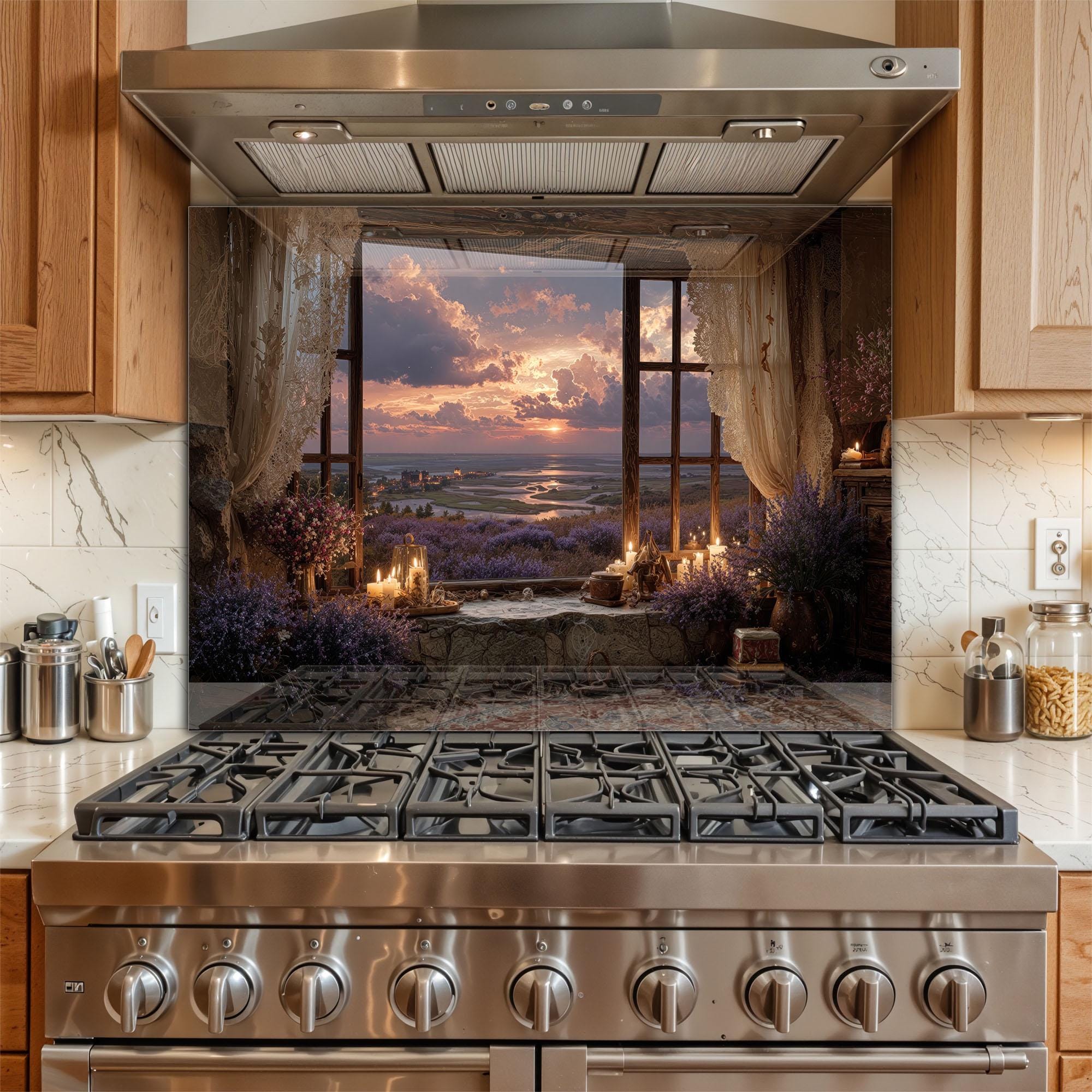 Tempered Glass Backsplash for Kitchen - Easy to Clean, Heat Resistant ...