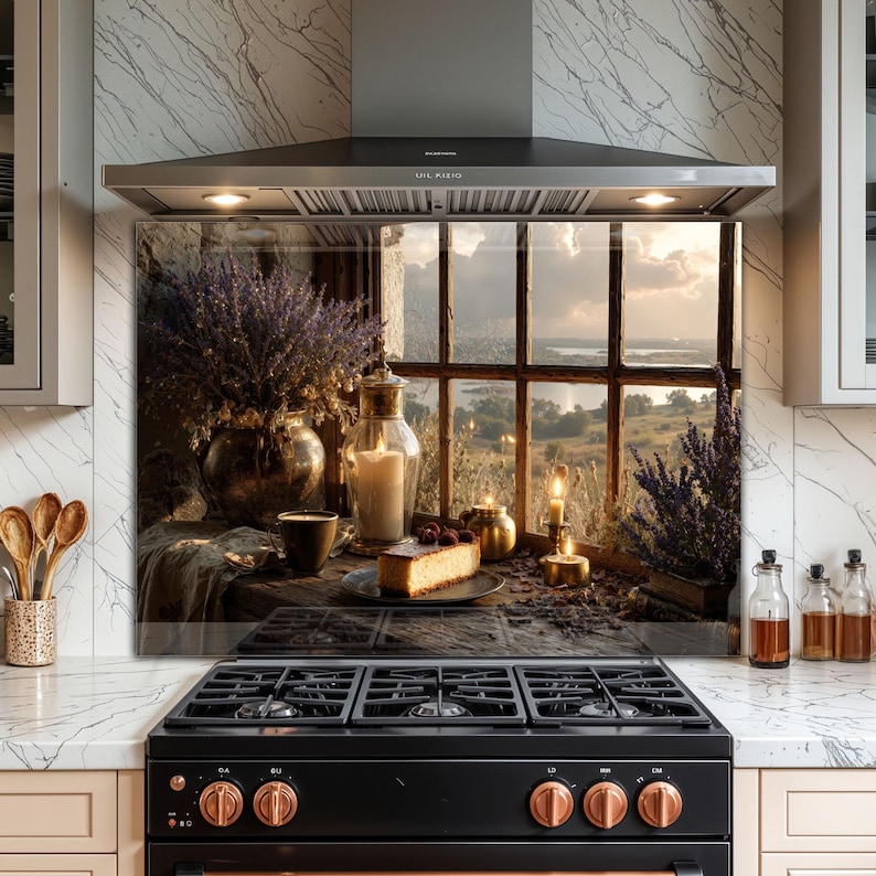 Tempered Glass Backsplash for Kitchen - Easy to Clean, Heat Resistant ...