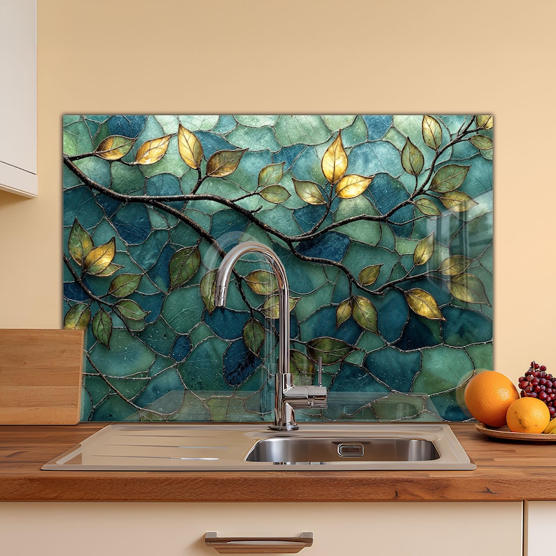 Tempered Glass Backsplash for Kitchen - Easy to Clean, Heat Resistant ...