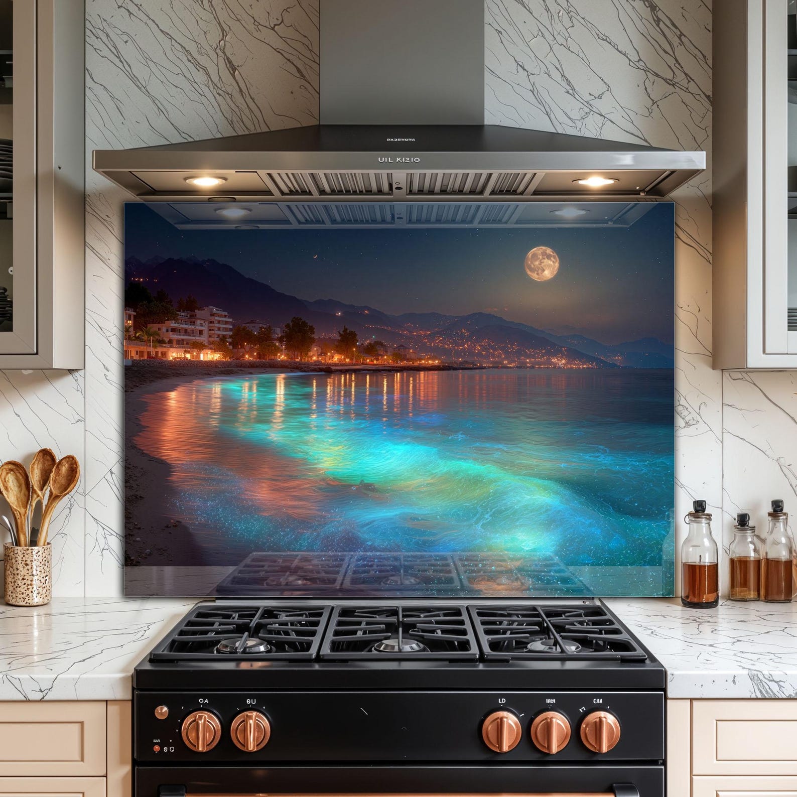 Tempered Glass Backsplash for Kitchen - Easy to Clean, Heat Resistant ...