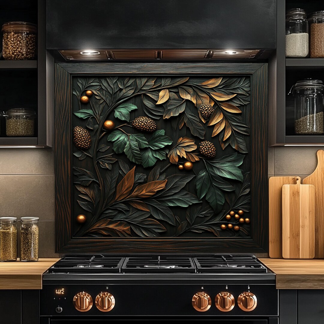 Pines Glass Backsplash, Tempered Glass Backsplash, Branches Kitchen ...