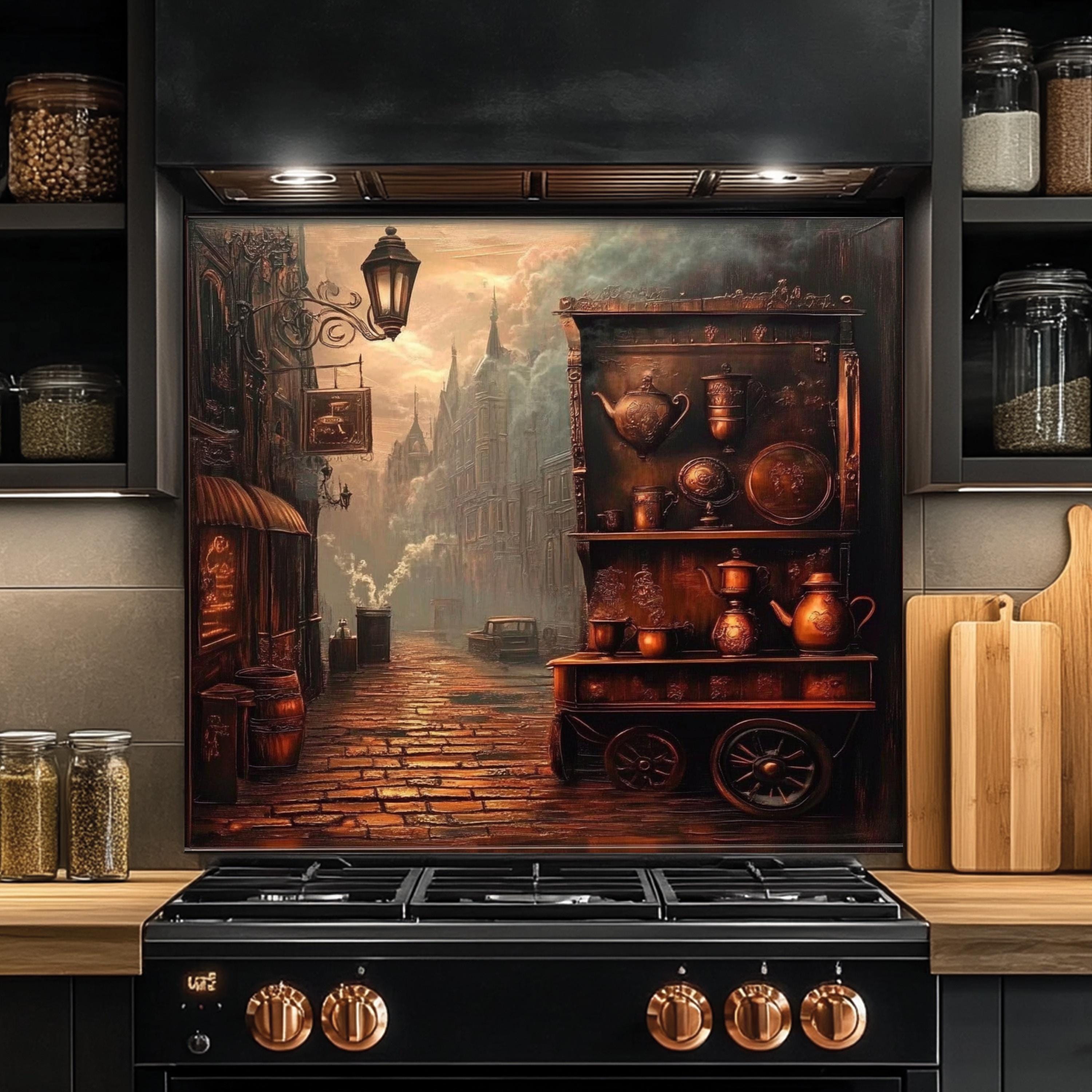 Tempered Glass Backsplash, Street View Glass Backsplash, Rustic Kitchen ...