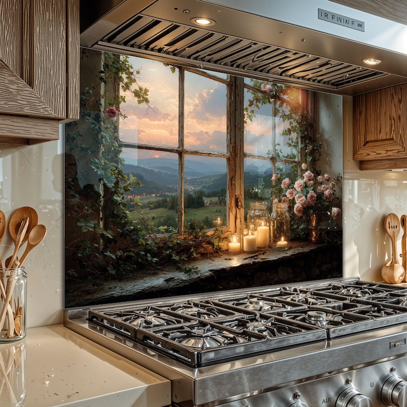 Tempered Glass Backsplash for Kitchen - Easy to Clean, Heat Resistant ...