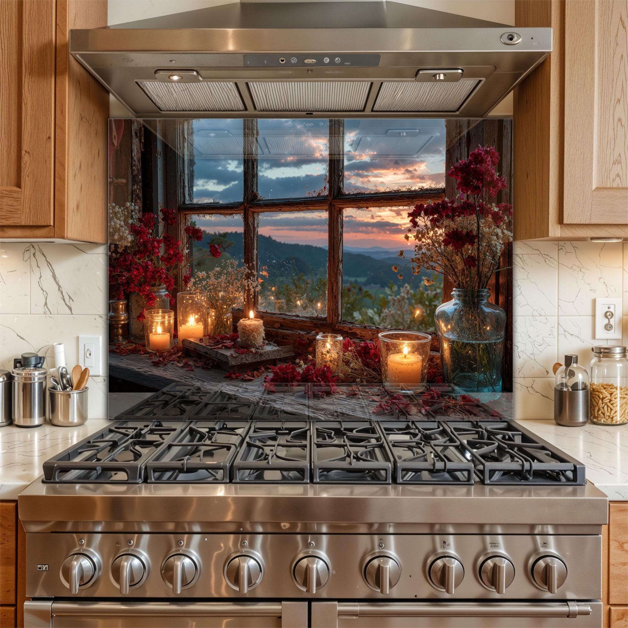 Tempered Glass Backsplash for Kitchen - Easy to Clean, Heat Resistant ...