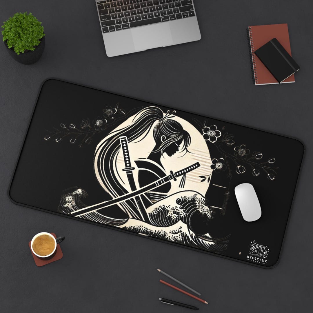 Samurai Japanese Woman Desk Mat, Oriental Mouse Pad, Asian Gaming Mat ...