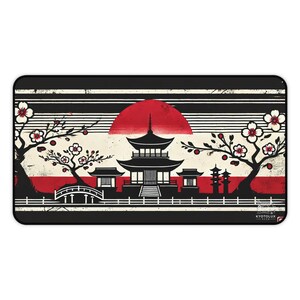 Japanese Village Desk Mat, Traditional Mouse Pad, Workstation Decor ...