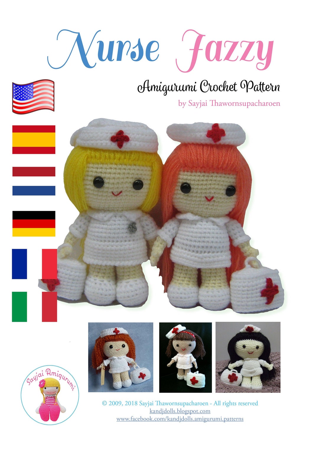 Nurse Jazzy Amigurumi Crochet Pattern (PDF Download, Multi-language) - Etsy