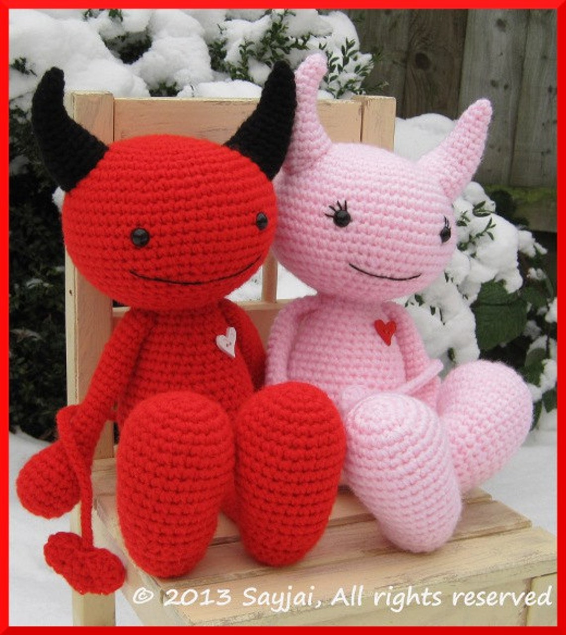 Devils in Love Amigurumi Crochet Pattern English and German | Etsy