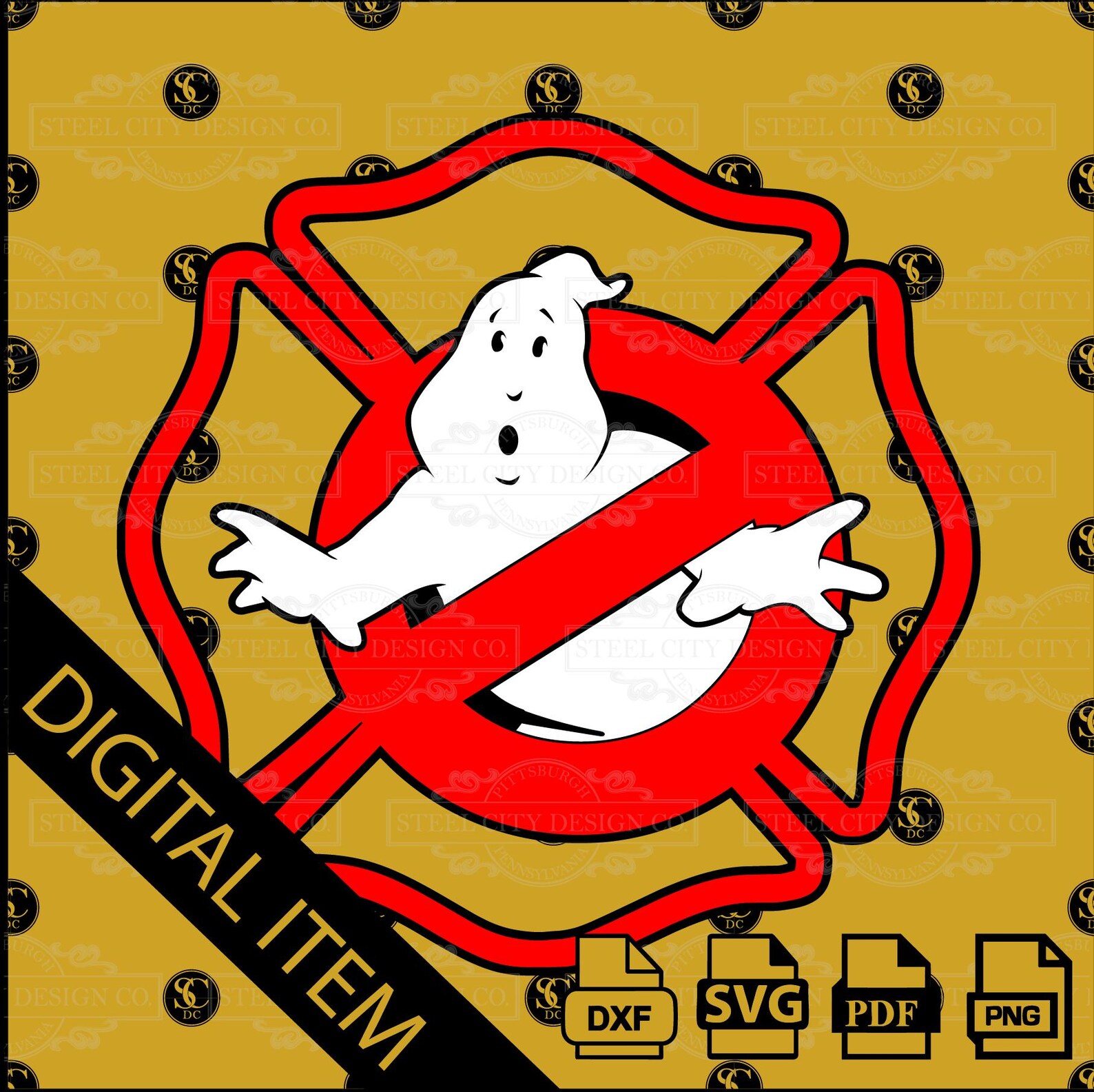 Ghost Bust Maltese Cross Firefighter Digital Design for Decals and ...
