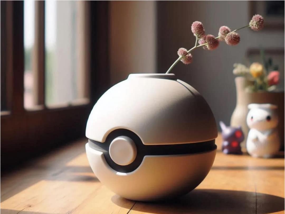 Pokeball-inspired Vase 3D Printed Pokemon-themed Planter Unique Decor ...